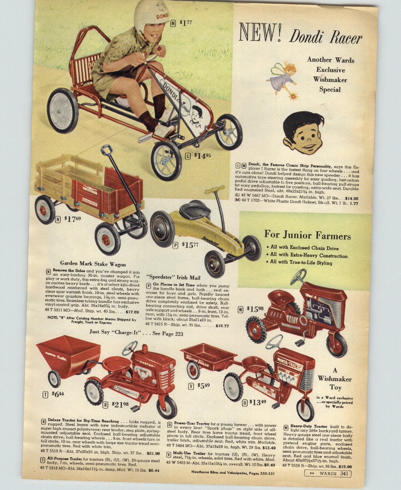 1961 PAPER AD Toy Dondi Racer Coaster Wagon Speedster Irish Mail Barbie ...