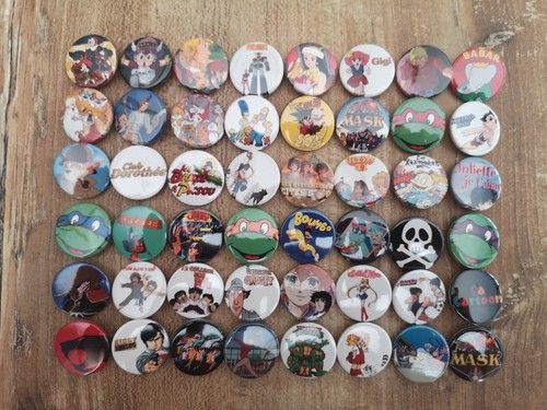 Pack Lot Badge Pin Button Symbole Retro Vintage Dessin animé Année 80 ...