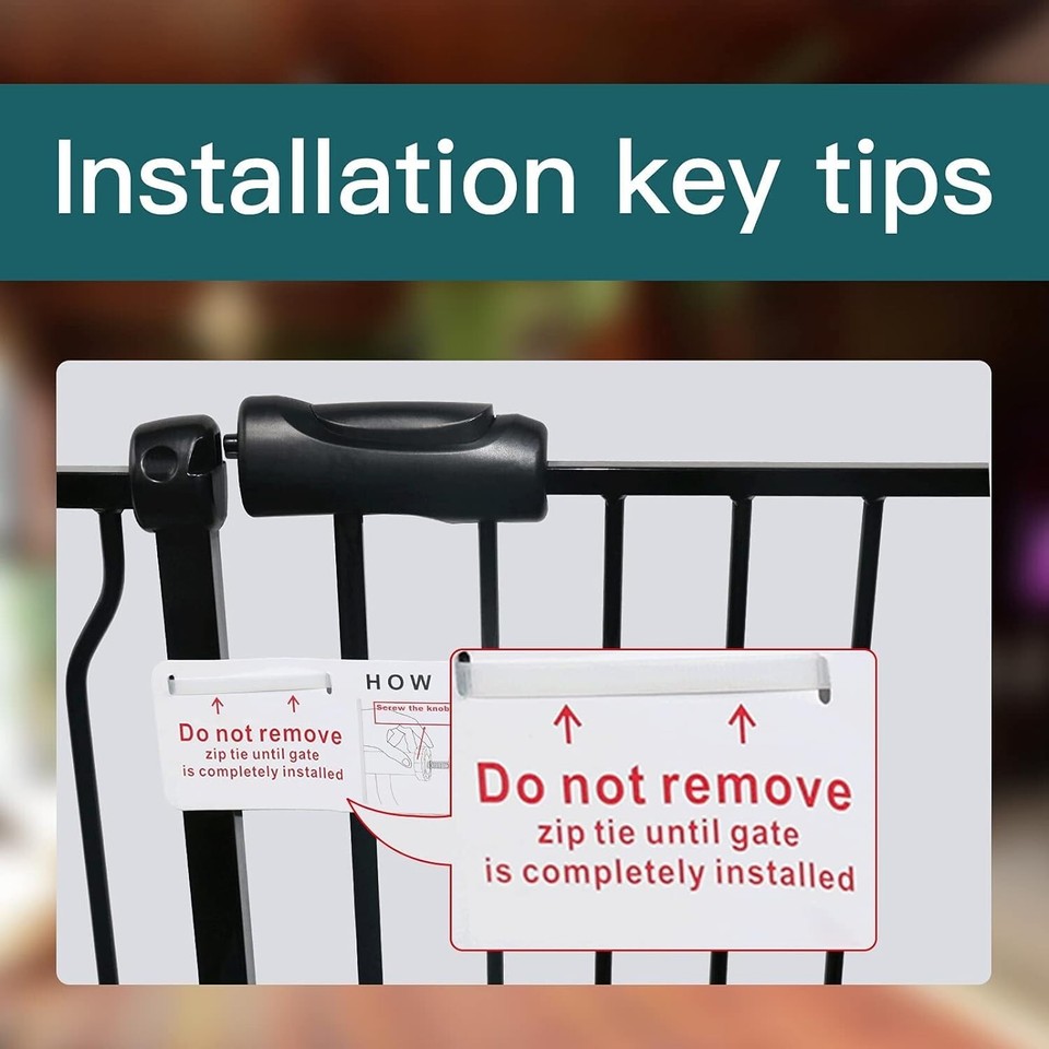 Extra Wide Baby Gate Tension Indoor Safety Gates Black Large Pressure ...