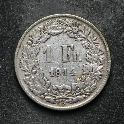 1914-B Switzerland Helvetia 1 Fr Silver Coin (bb15525) | eBay