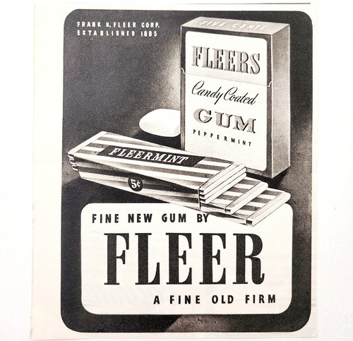 1943 Fleer Candy Coated Peppermint Chewing Gum Advertisement Fleermint ...