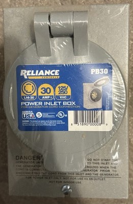 Reliance Controls PB30 Power Inlet Box 30 AMP 125/250 VAC 851890000089 ...