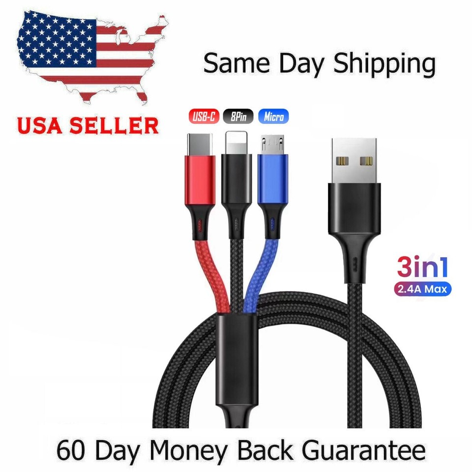 3 in 1 Fast USB Charging Cable Universal Multi Function Cell Phone ...