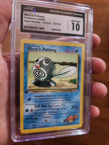 (POP 27) CGC 10 GEM MINT Pokemon 1st Edition Gym Heroes Misty’s Poliwag ...