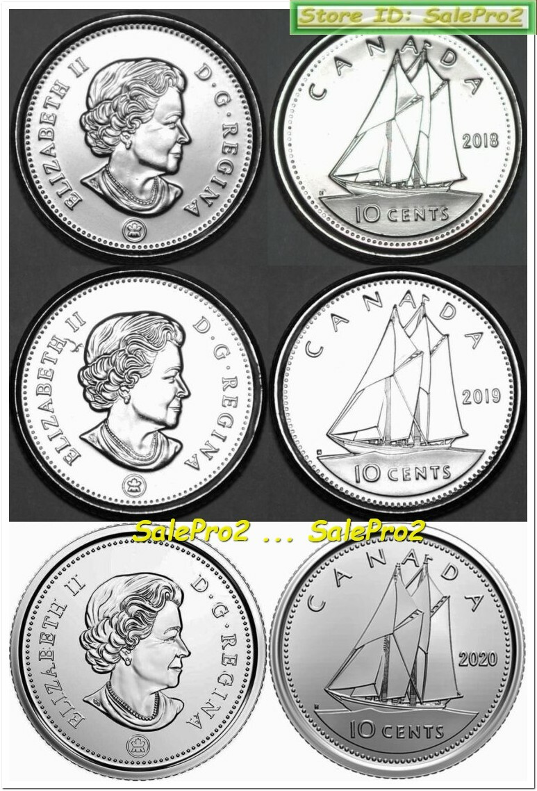 3x CANADA 2018 2019 2020 CANADIAN DIME QUEEN ELIZABETH II SHIP 10 CENT ...