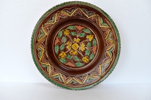 Antique Multan Clay Pottery Plate Earthenware Hand Painted Pakistan ...