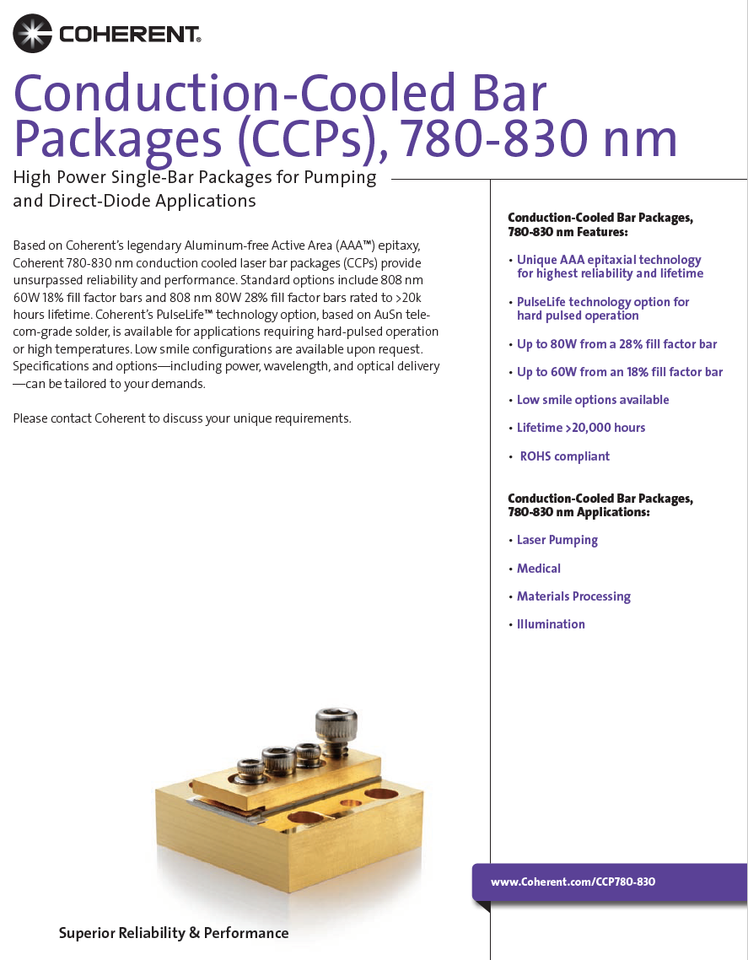 Coherent 40W 808nm CCP Laser Diode Bar CS-Mount DPSS Pump 19 Emitter | eBay