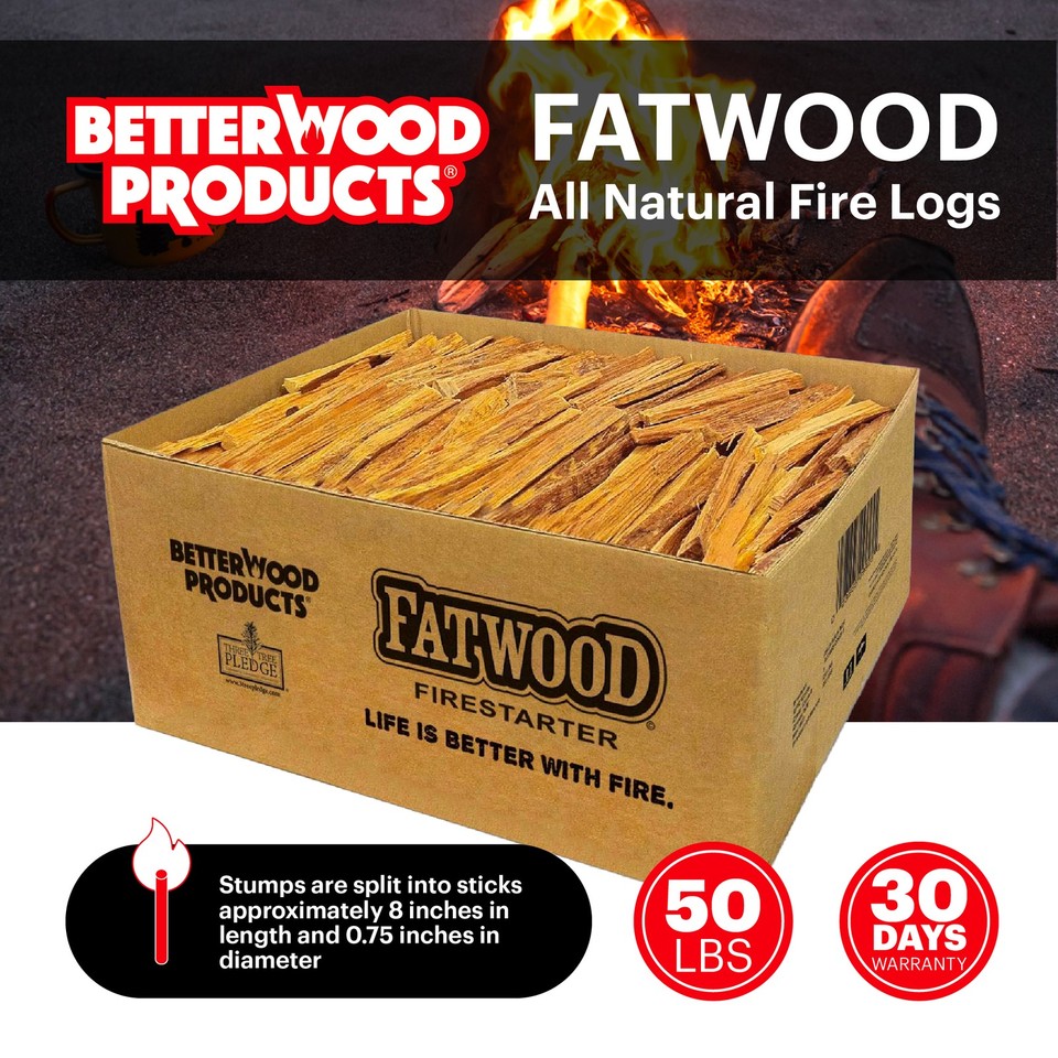 Better Wood Products Fatwood All Natural Fire Logs, Wood Fire Starter ...