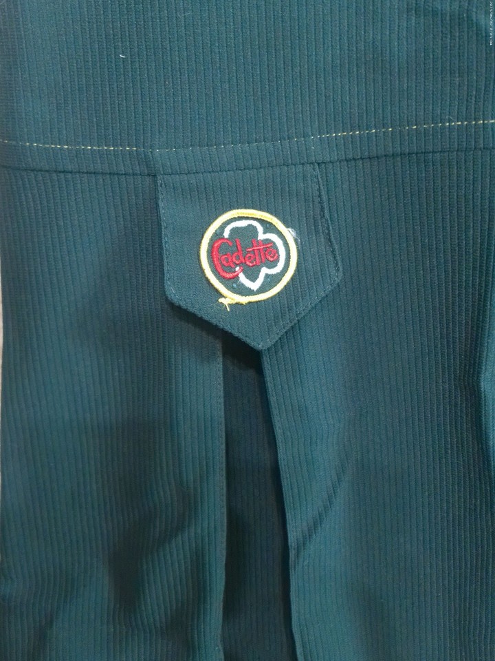 Vintage Cadet Girl Scout Uniform GSA Jumper Dress Size 10 Dark Green w ...