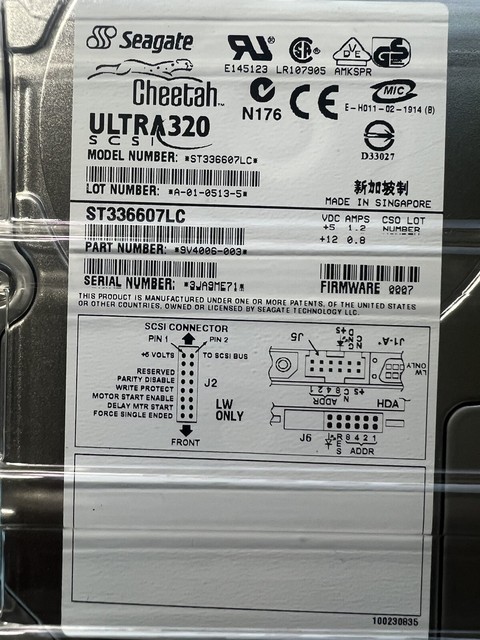 St336607lc PN 9v4006-003 FW 0007 Seagate 37gb SCSI 3.5 Hard DRIV for ...