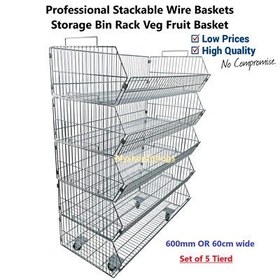 60Cm Professional Stackable Wire Storage Bin Rack Veg Fruit Basket for ...