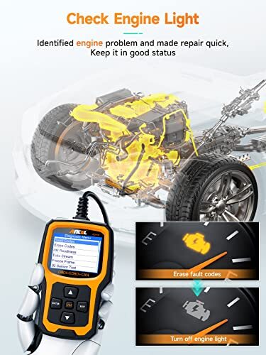 AD410 Enhanced OBD2 Code Reader Auto Check Engine Scan Tool Black ...