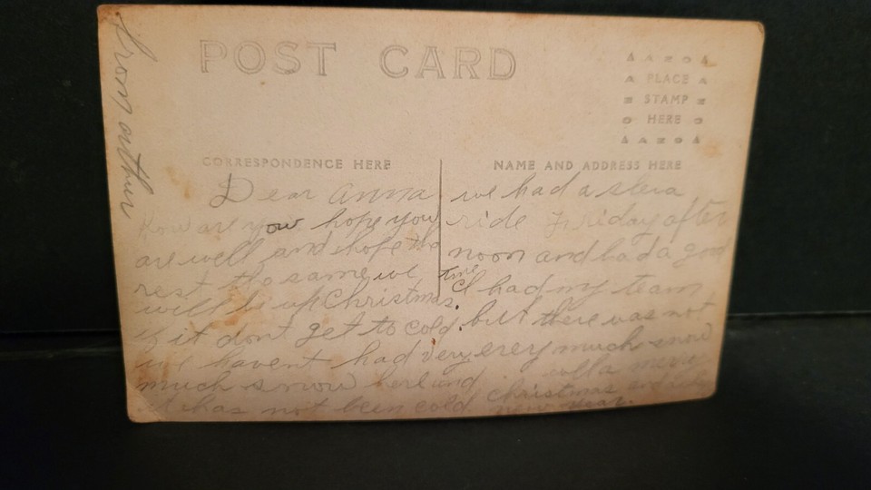 Vintage AZO RPPC Postcard Young Man w/ Hat Posing Outdoors with Bicycle ...