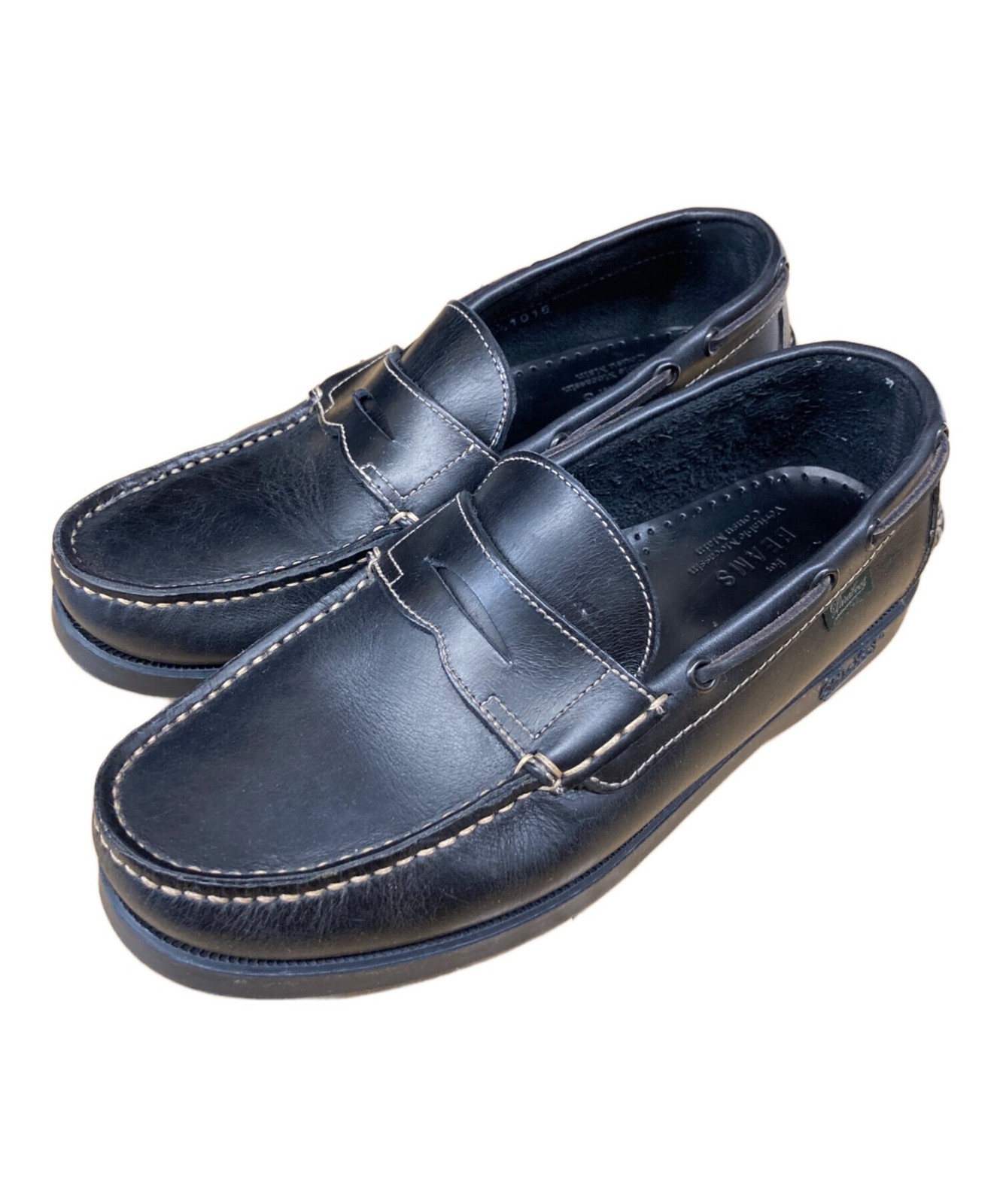 PARABOOT x BEAMS Penny Loafers, Black, Men's, Made in… - Gem