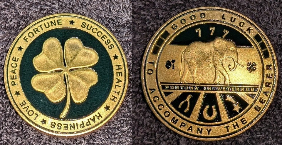 LUCKY Gold Coin Fortune Peace Charm Casino Chip Unusual Cash Money ...