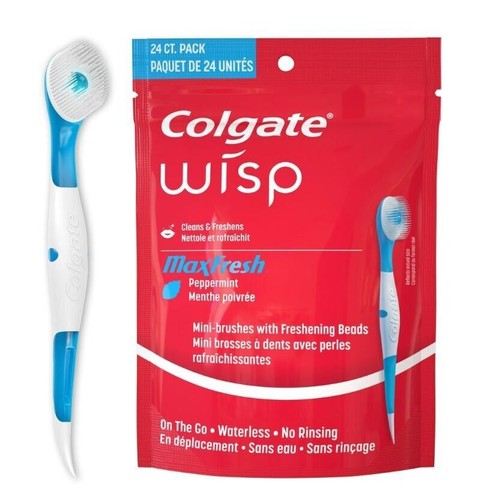 Colgate MaxFresh Wisp Disposable Mini Travel Toothbrushes, Peppermint ...