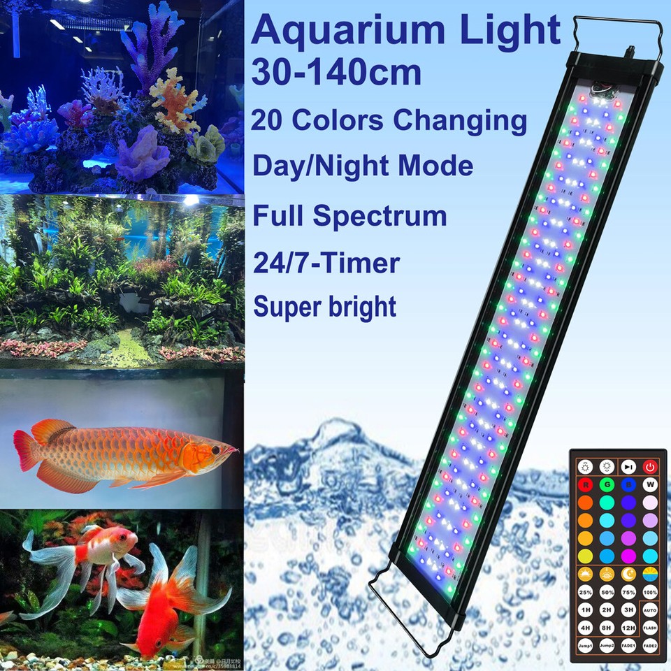 12 24 36 48Inch Fish Tank LED Aquarium Light RGB 24/7 Timer Full ...