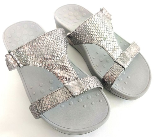Vionic Ellie Metallic Snake Womens Size 7 Wide Flip Flop Slipper Slide ...