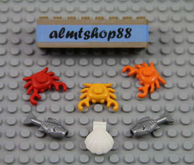 LEGO - 6 pcs Seafood Lot - Crab Clam Fish Food Kitchen Minifigure ...