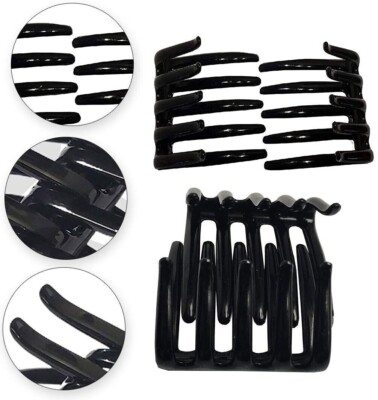 Lot of 4 Pcs Black French Crab Interlocking Barrettes Pin Hair Clip ...