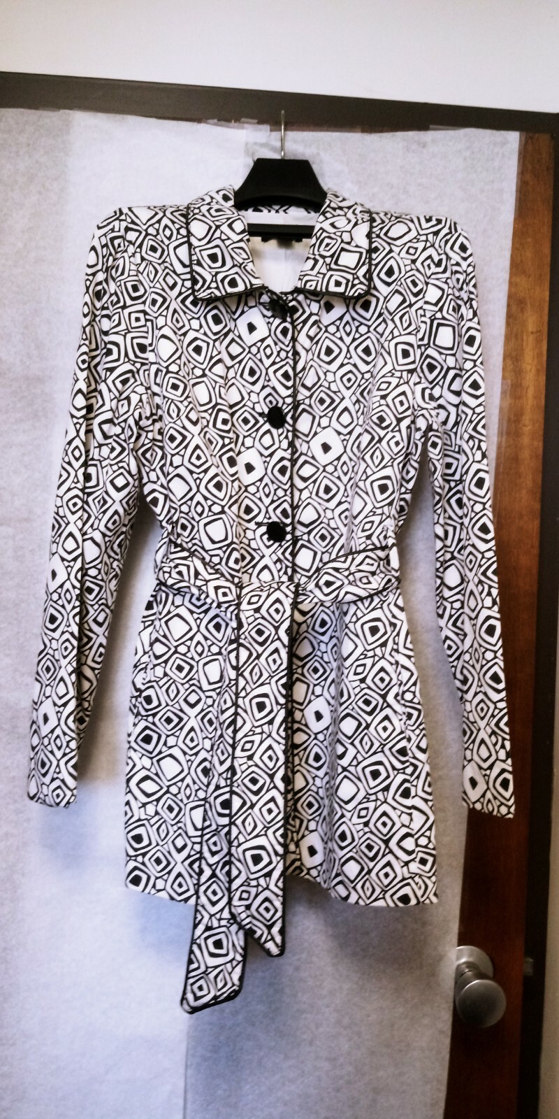 Vintage AB Studio. Black and white Geometric Coat Sz … - Gem