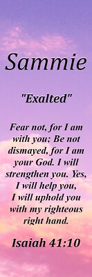 Sammie "Exalted" Keepsake Name Meaning Bookmark with Bible Verse and ...