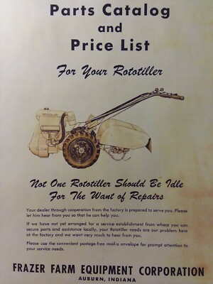 Rototiller Frazer B1 Tractor Parts Catalog, Accessories & Price List ...