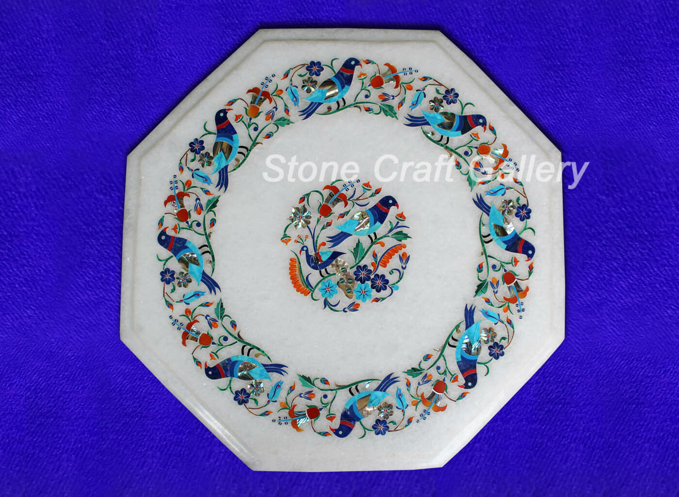 15" Marble Corner Table handmade inlay semi precious stones Work Home ...