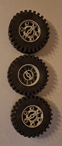 3 Stück Lego Technik Technic Rad Räder Reifen mit Felge 24 x 43 grau ...