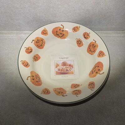Longaberger Pottery Pumpkin Faces Happy Halloween Treats Bowl Dish 12.5 ...