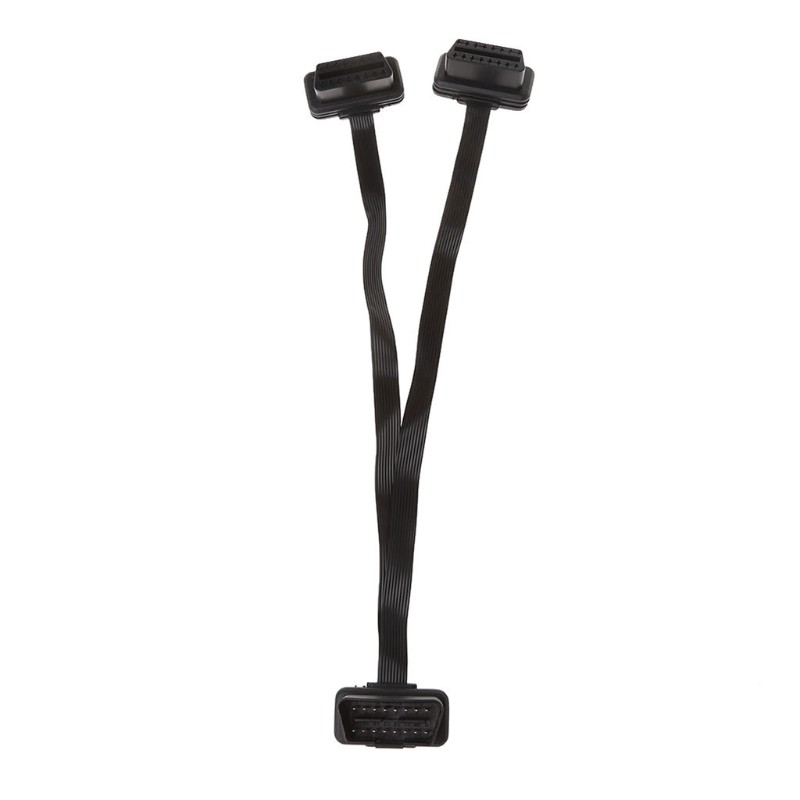 16 Pin OBD2 Male To Double Female Splitter Flat Thin Y Connector ...