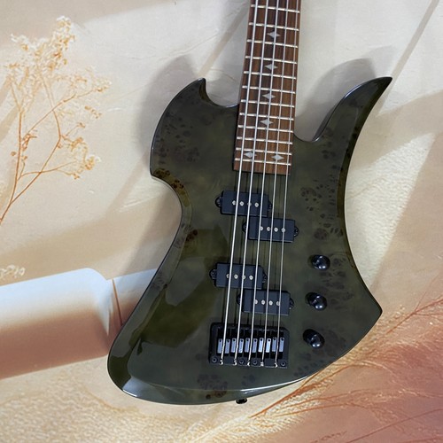 Solid Body Mocking Bird Electric Bass Guitar 5 String Black Hardware ...