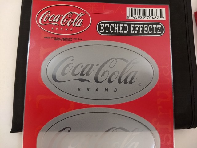 4 Sets of 2 - 8 Coca-Cola Stickers w Etched Glass Effect Translucent ...