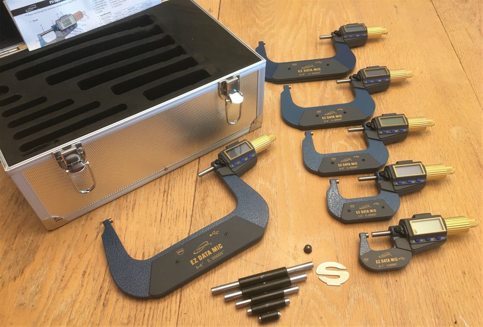 iGAGING IP54 EZ Data Micrometer 0-6" (6 tools) with METAL Case | eBay