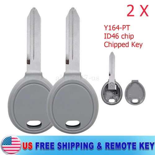 2x Blank Replacement Key ID46 Transponder Chip Y164-PT for Chrysler ...