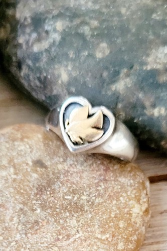 Retired James Avery Peace Dove Ring 14kt Gold and Sterling Silver Size ...