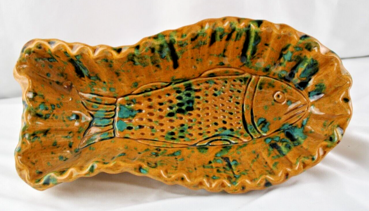 Foltz Pottery Large Fish Shaped Mold Yelllow Glazed Redware | eBay