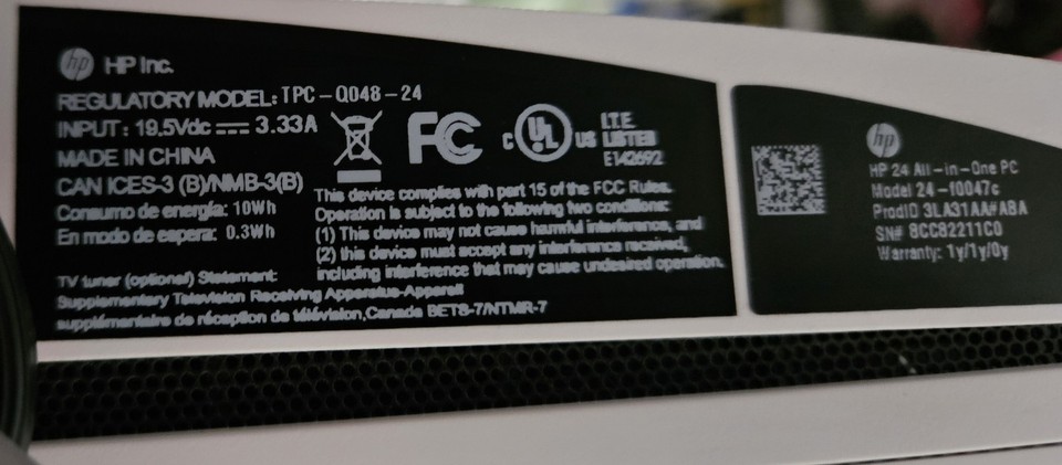 HP 24-f0046 All-in-One AMD A9-9425 3.10GHz 8GB RAM 500gb HDD Windows 10 ...
