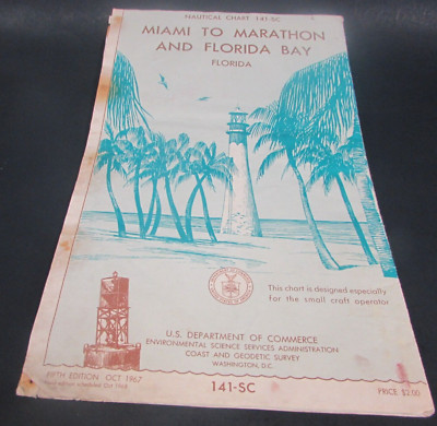 MIAMI TO MARATHON AND FLORIDA BAY FLORIDA - NAUTICAL CHART 141-SC -1967 ...