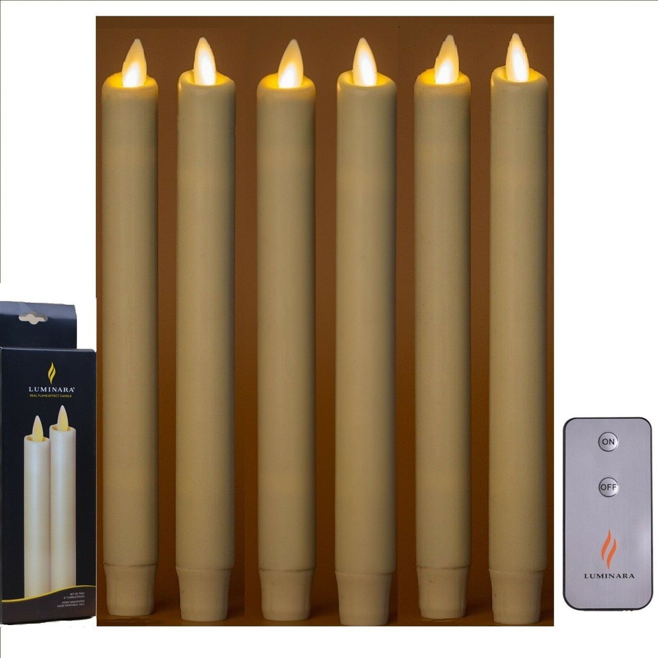 Luminara Flameless LED Taper Candles Set of 2 4 6 8 Moving Wick Wax ...