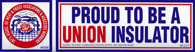 Proud To Be A Union Insulator Vinyl Decal Bumper Sticker, Union Made In ...