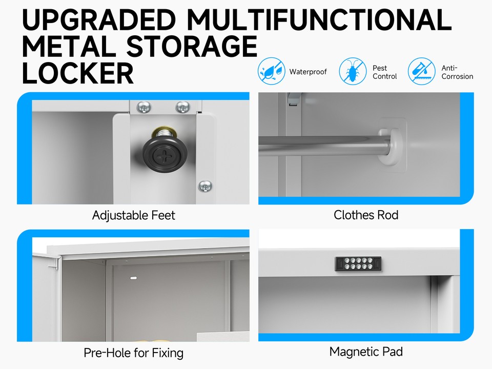 Metal Wardrobe Cabinets with Lock,Clothing Locker Storage Cabinets for ...