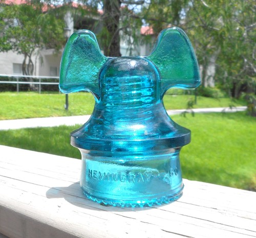 GREAT BRIGHT BLUE AQUA CD 257 HEMINGRAY MICKEY MOUSE STYLE GLASS ...