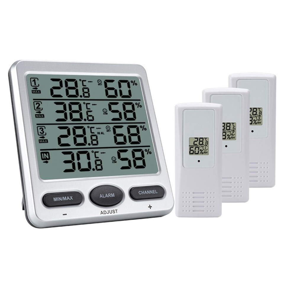 Indoor Outdoor Wireless Thermometer High/Low Temperature and Humidity ...