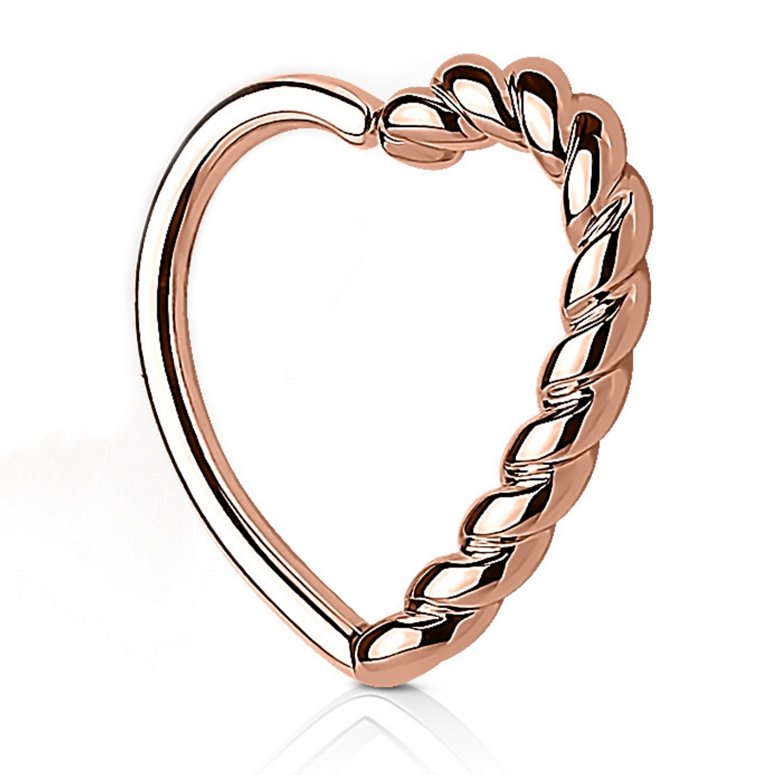 BRAIDED TWISTED HEART SHAPED DAITH CARTILAGE PIERCING RING 16G HOOP ...