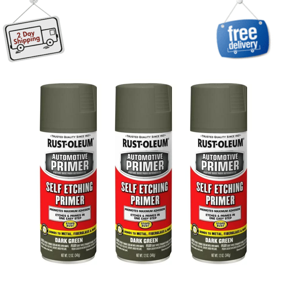 Dark Green, Rust-Oleum Automotive Self Etching Primer Spray-249322, 12 ...