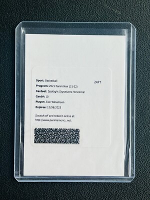 2021-22 Panini Noir Zion Williamson Spotlight Auto /49 Expired Redemp ...