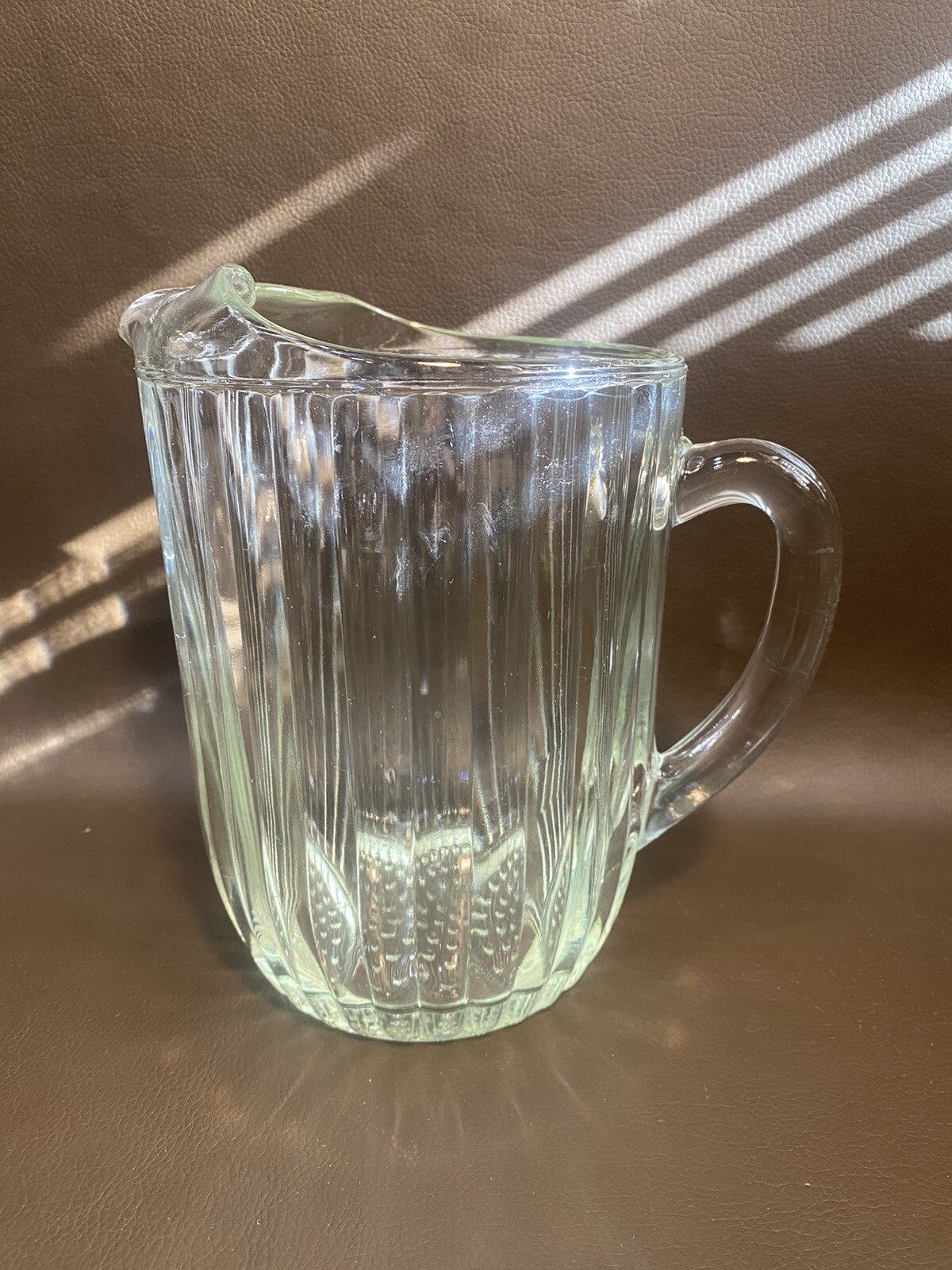 VINTAGE Heavy GLASS PITCHER - RIBBED HOBNAIL BOTTOM 7.75” Tall | eBay