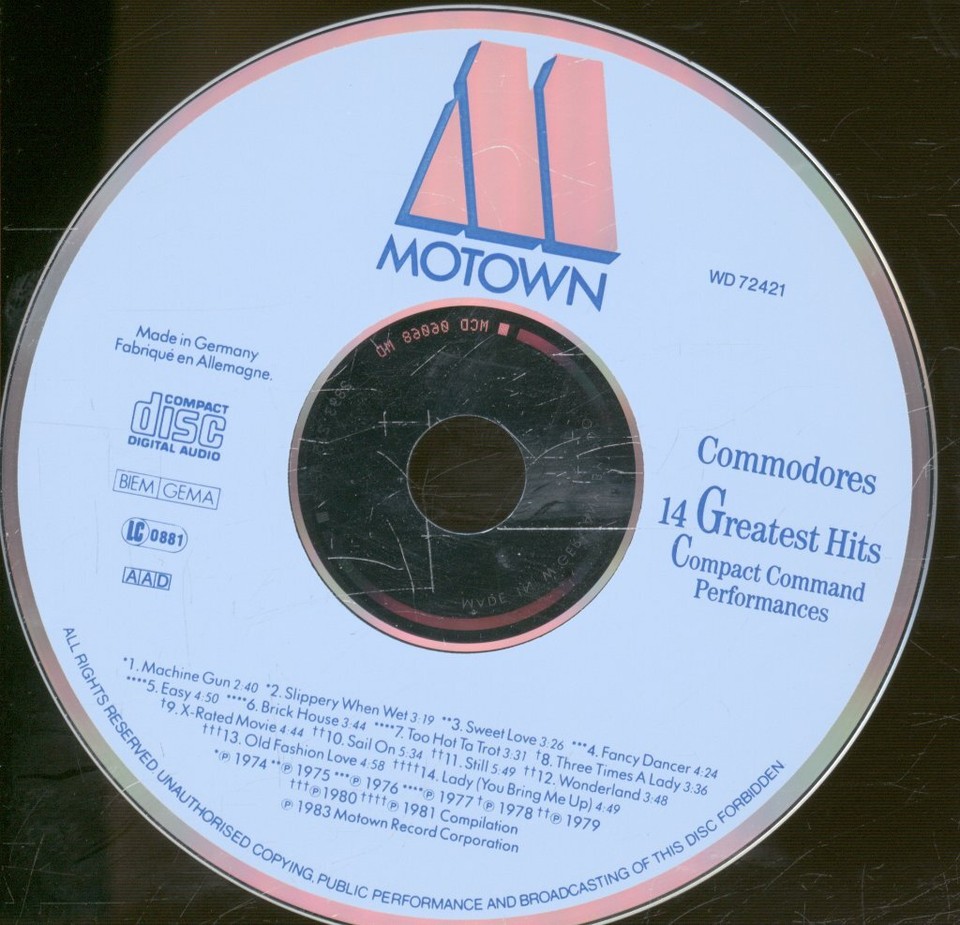 Commodores 14 Greatest Hits CD Europe Motown Has info sticker on front ...