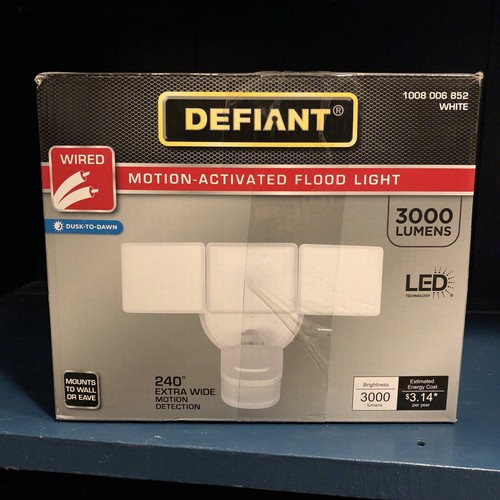 Defiant Motion Activated Outdoor Integrated LED Triple Head Flood Light ...